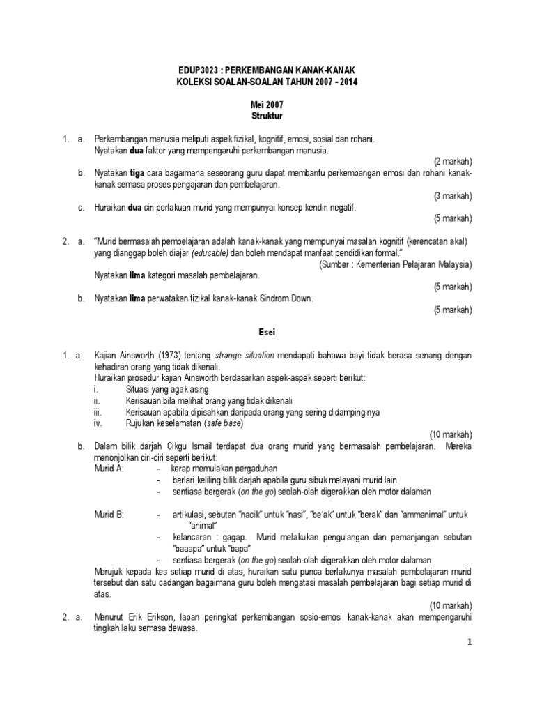 EDUP3023 Koleksi Soalan | PDF