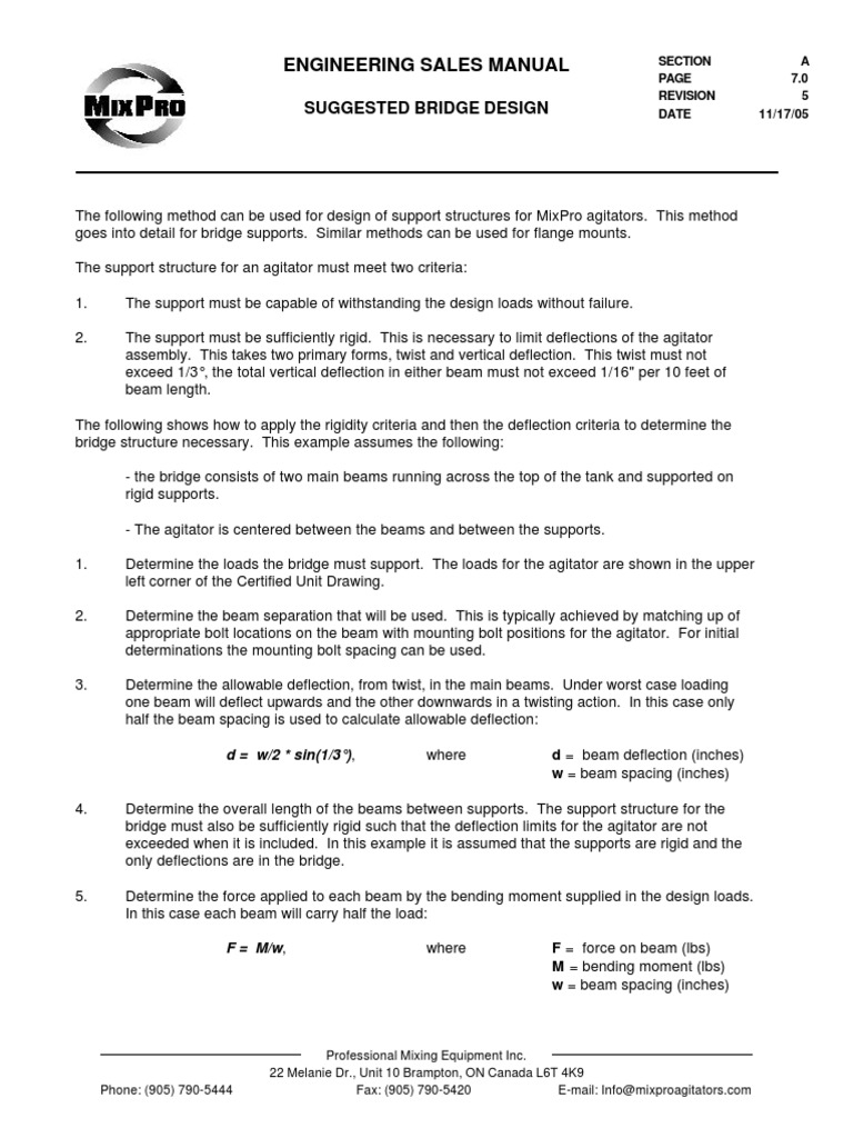 Agitator Support Design | PDF | Beam (Structure) | Bending