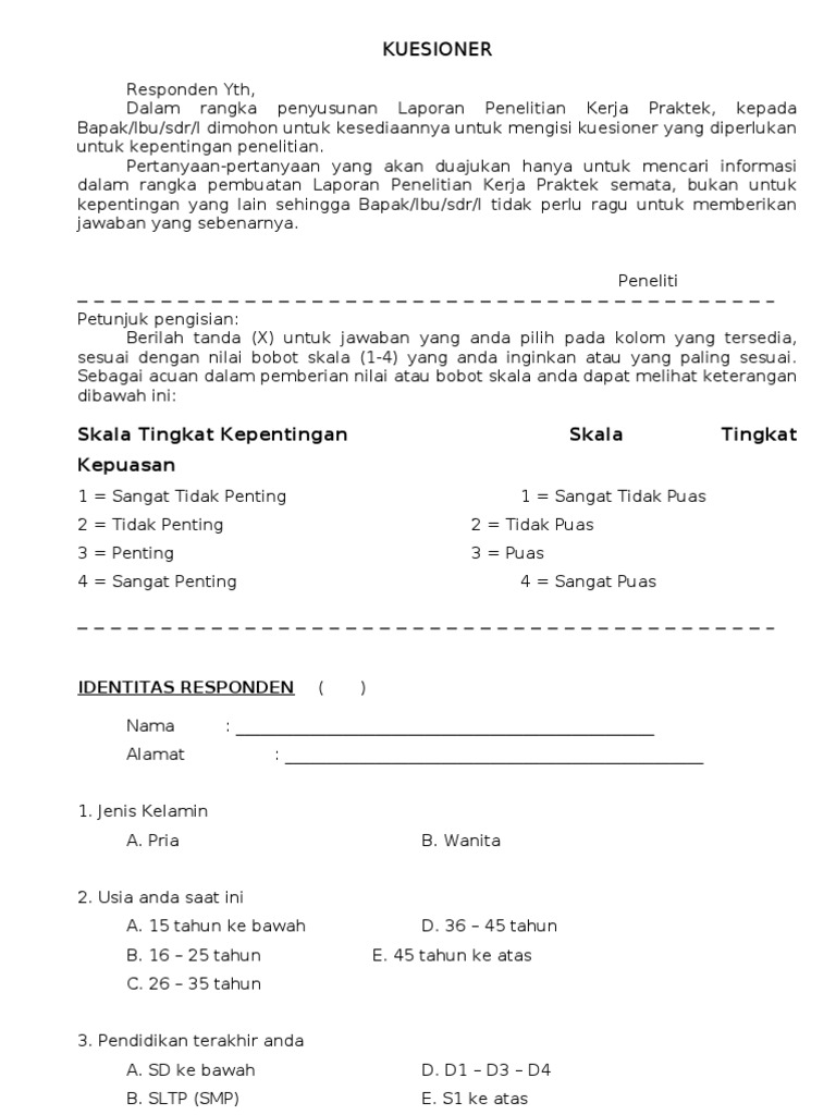 Kuesioner Servqual | PDF