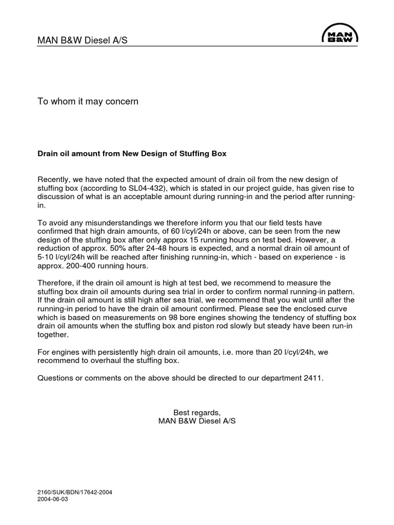 Stuffing Box Drain MAN B&W | PDF