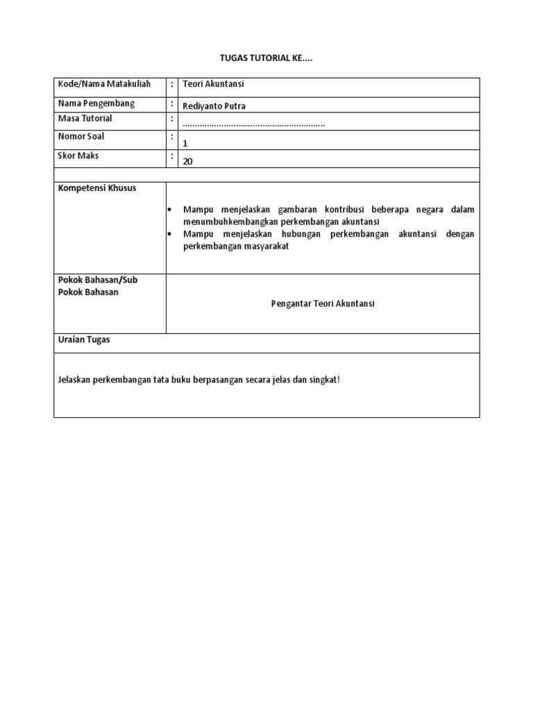 Format Tugas Tutorial 1 | PDF