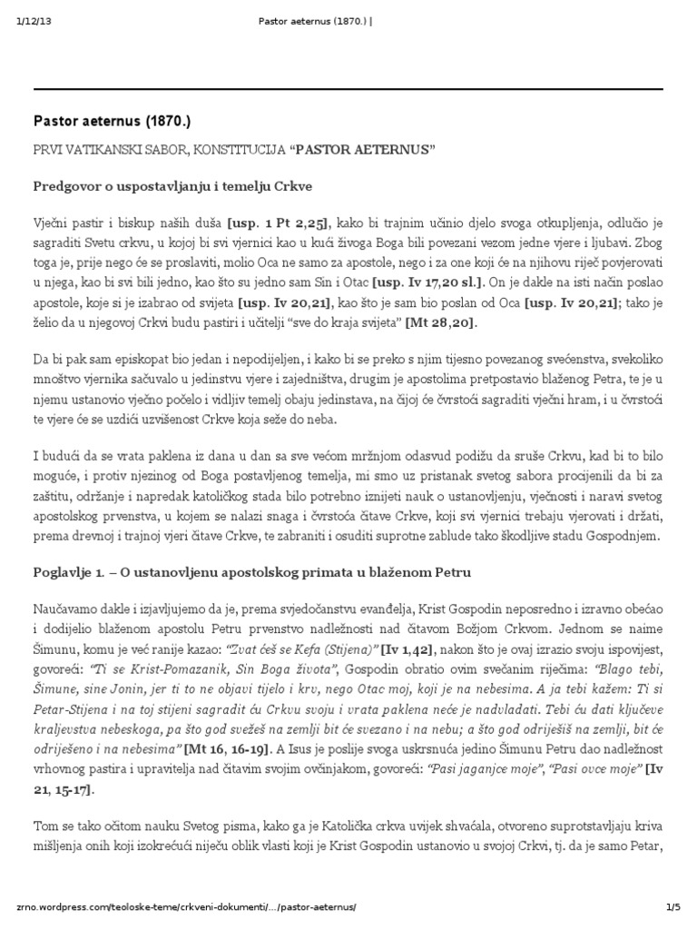 Pastor Aeternus (1870) | PDF