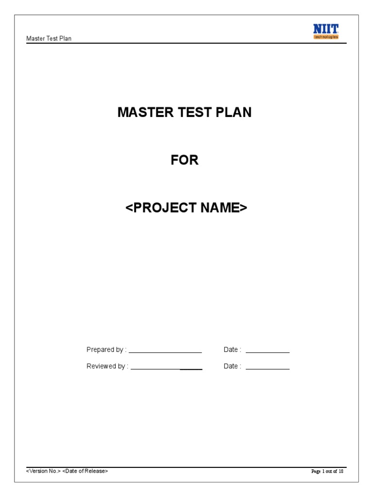 Master Test Plan | PDF | Unit Testing | Specification (Technical Standard)