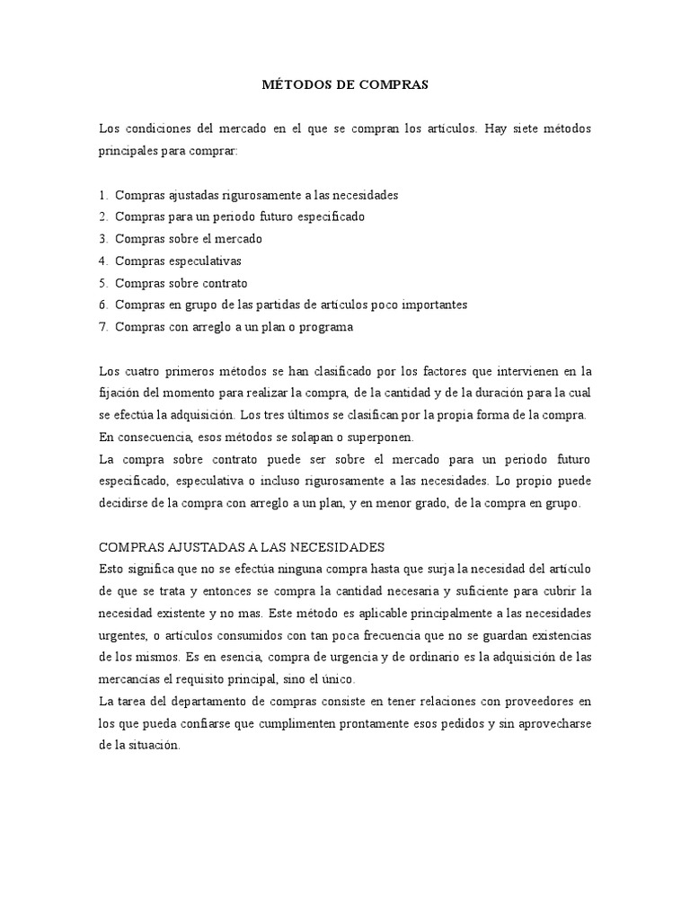 Tipos y Metodos de Compras | PDF | Precios | Mercado (economía)