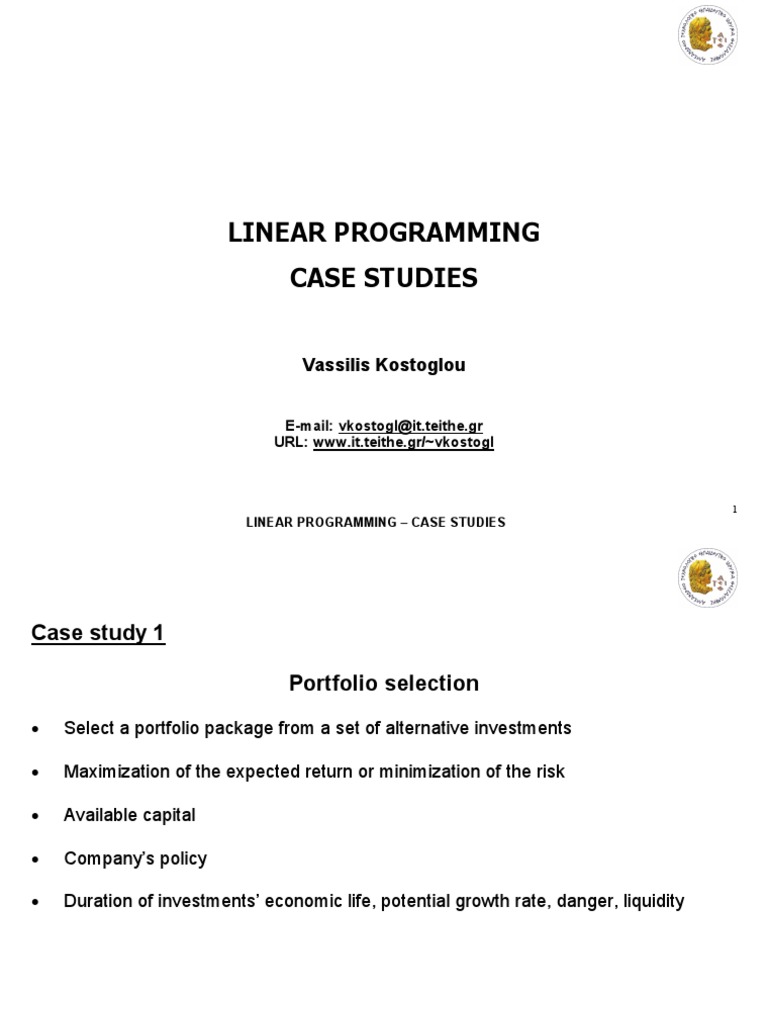Linear Programming - Case Studies | PDF | Linear Programming | Investing