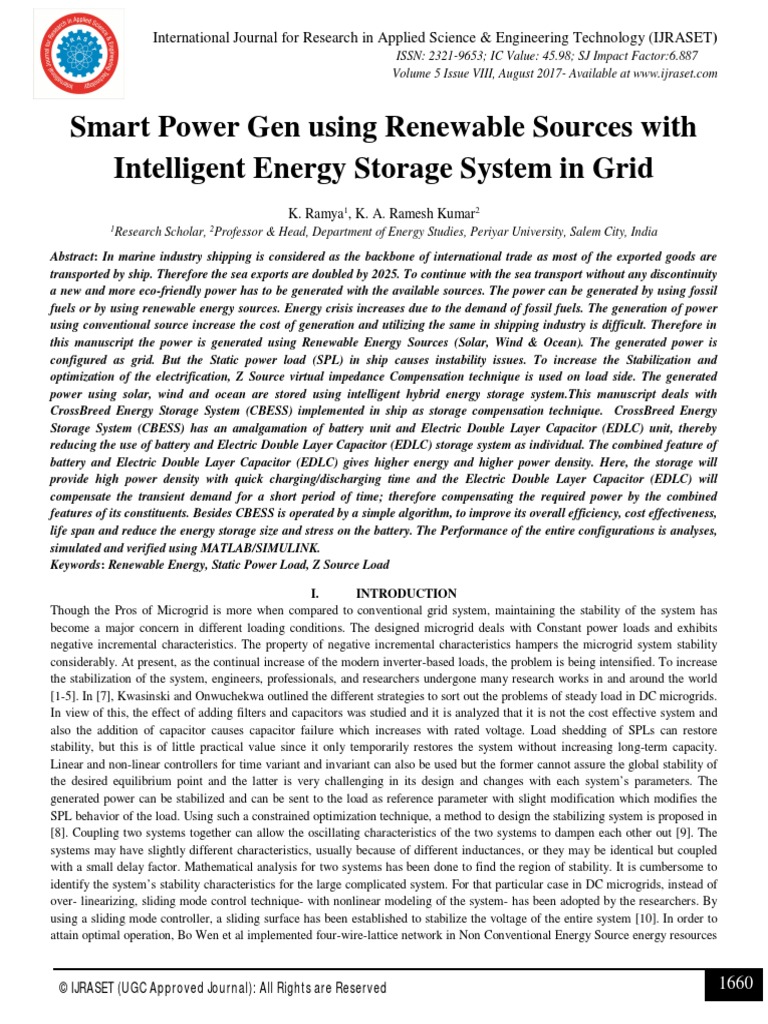 Smart Power Gen Using Renewable Sources With Intelligent Energy Storage ...