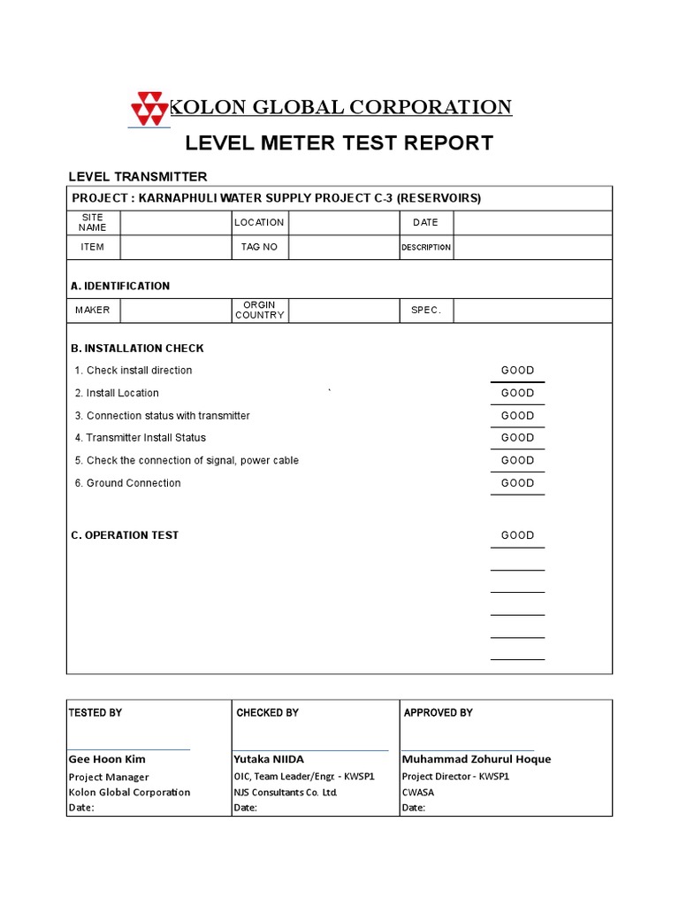 Levelmeter Commissioning Test | PDF