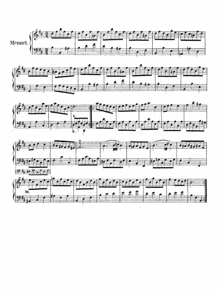 A.4 - J. S. Bach Minuet (5th Movt French Suite No.3 BWV 814) | PDF