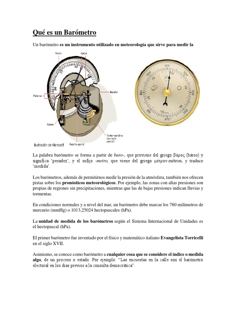 Un Barómetro Es Un Instrumento Que Mide La Presión Atmosférica | PDF ...