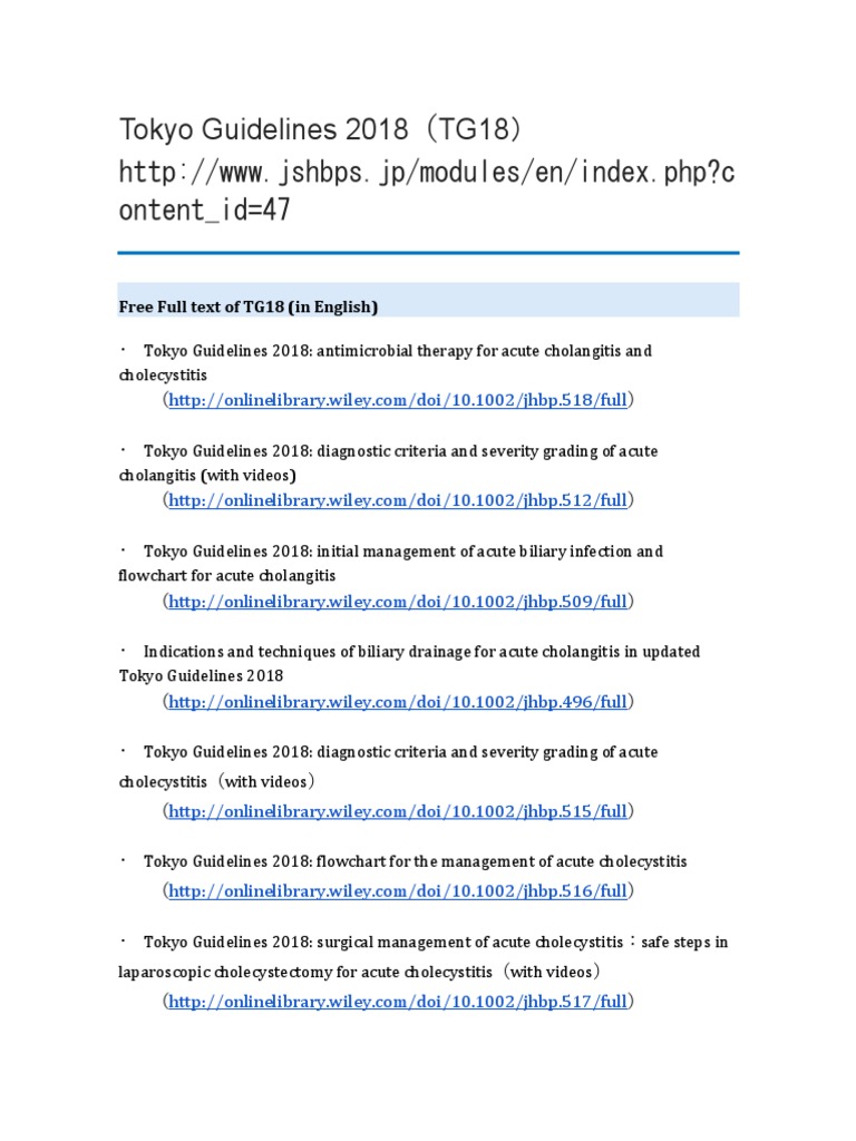 Tokyo Guidelines 2018 TG18 Ontent - Id 47: Free Full Text of TG18 (In ...