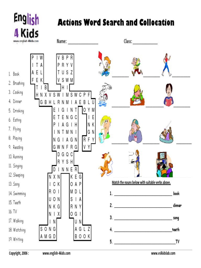 Actions Word Search PDF | PDF | Language Arts & Discipline