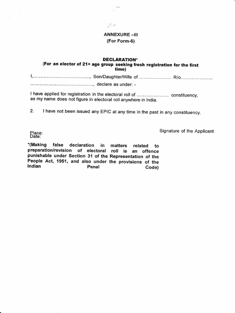 Age Declaration Form PDF | PDF