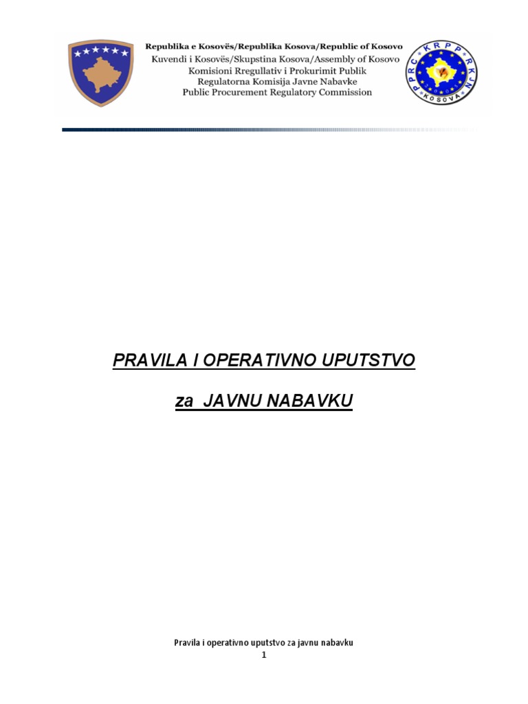 A01 Pravila I Operativno Uputstvo Za Javnu Nabavku | PDF