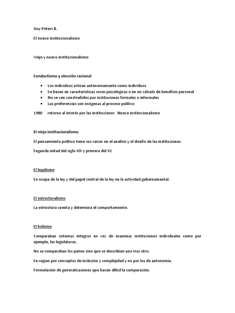 Guy Peters B | PDF | Institución | Comportamiento