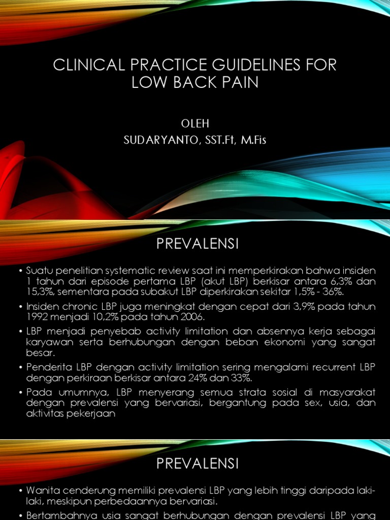 Clinical Practice Guidelines For Low Back Pain | PDF