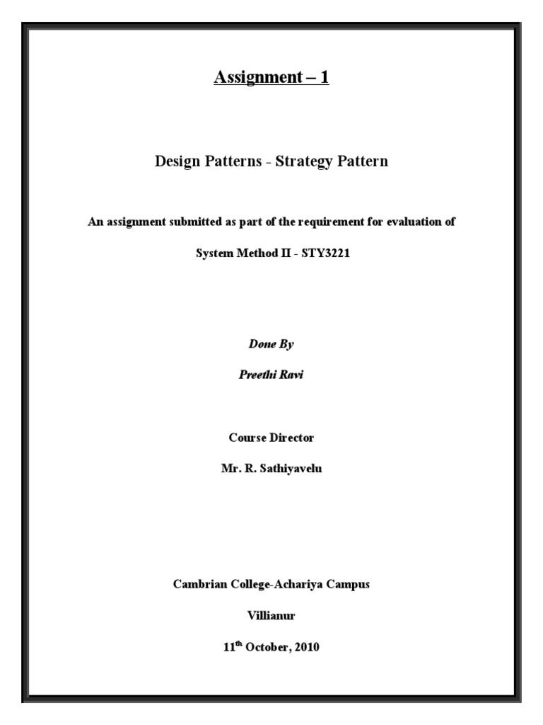 Assignment - 1: Design Patterns - Strategy Pattern | PDF | Inheritance ... Assignment - 1: Design Patterns - Strategy Pattern | PDF | Inheritance ...