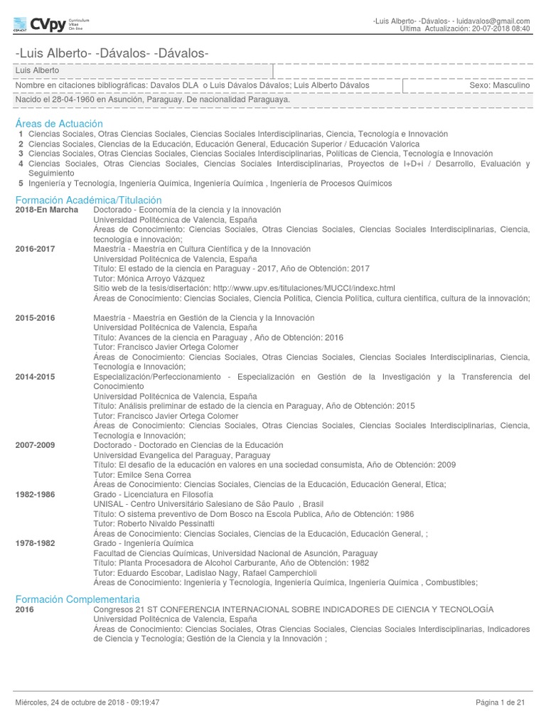 Luis Alberto Dávalos Dávalos | PDF | Universidad | Maestros