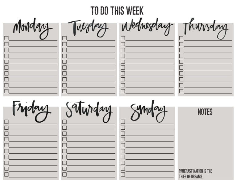 Weekly To Do List PDF | PDF