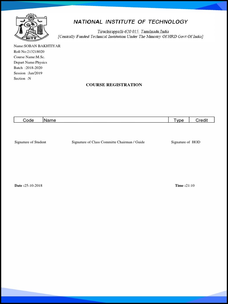 Course Registration Form | PDF
