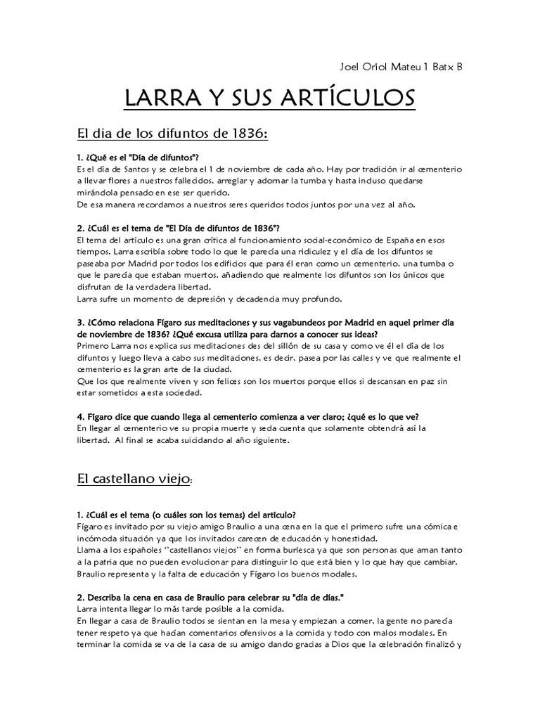 Larra y Sus Artículos | PDF | Humor | Madrid