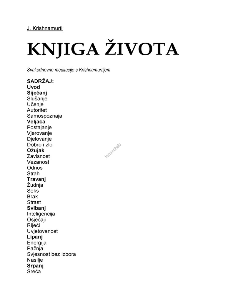 Krishnamurti-Knjiga Zivota PDF | PDF