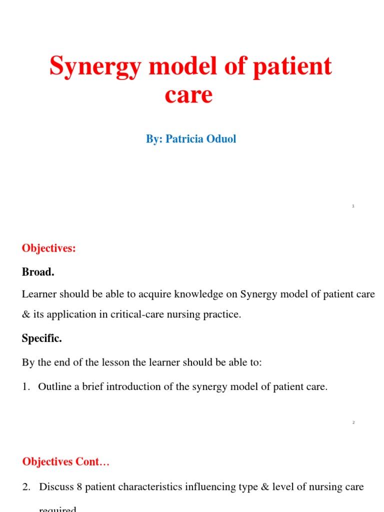 Synergy Model-Power Point | PDF | Nursing | Caregiver