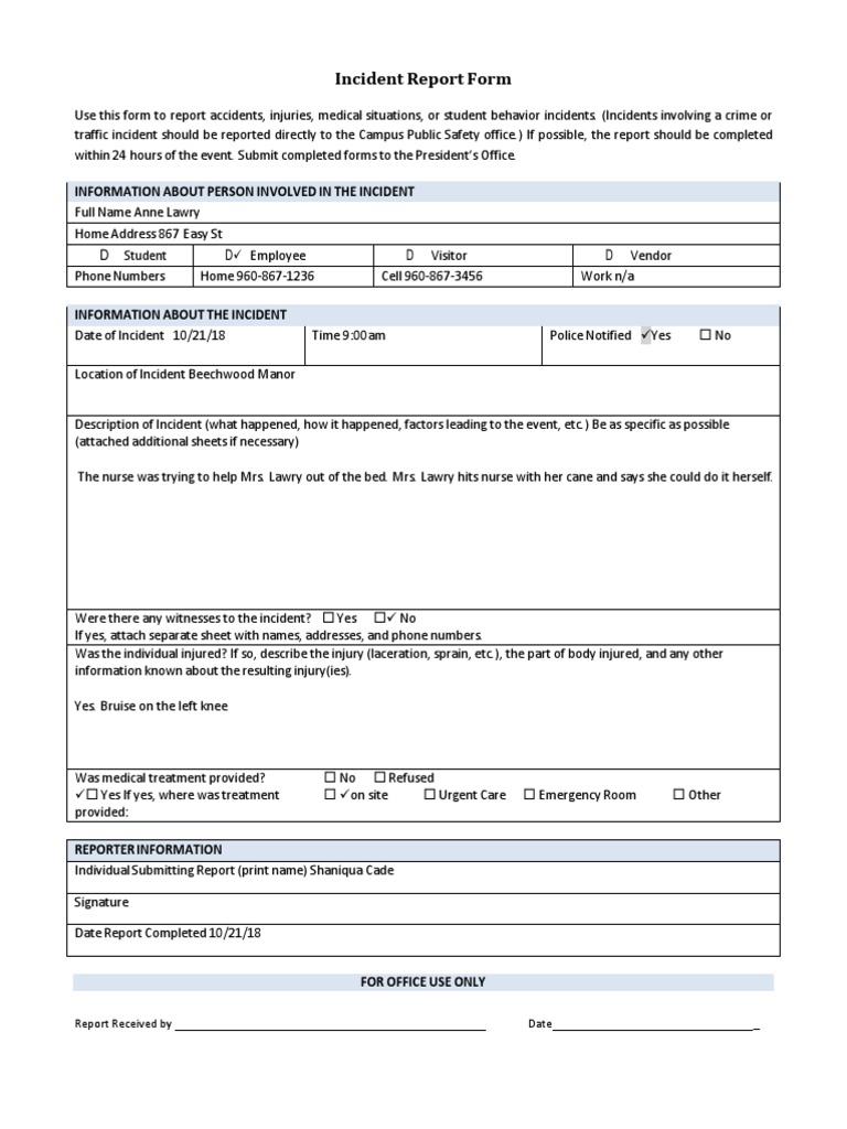 Assg Incidentreportform 20180122 Ah102 | PDF