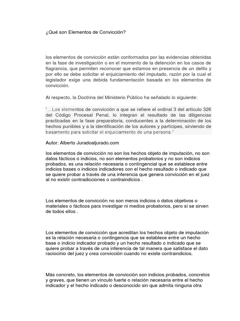 Elementos de Conviccion | PDF | Razón | Derecho penal