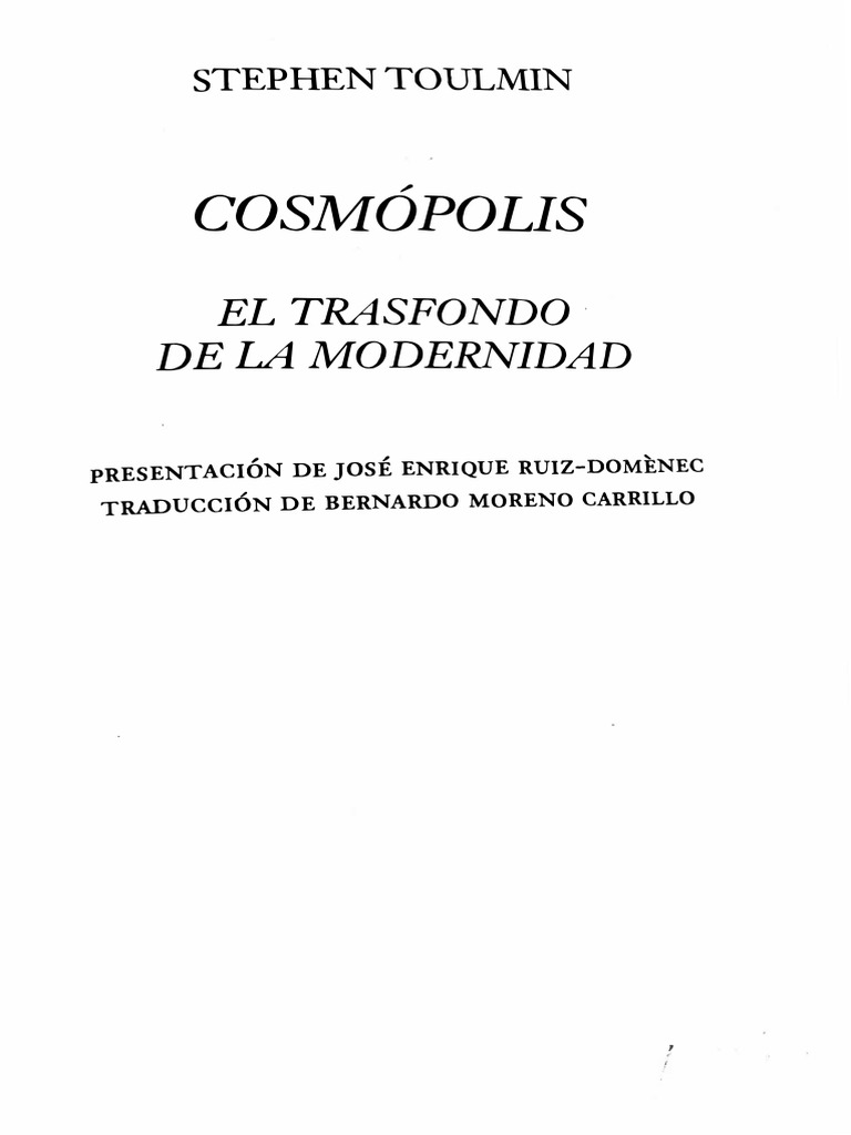 1 Toulmin. Cosmopolis PDF | PDF | Science | Ciencia filosófica