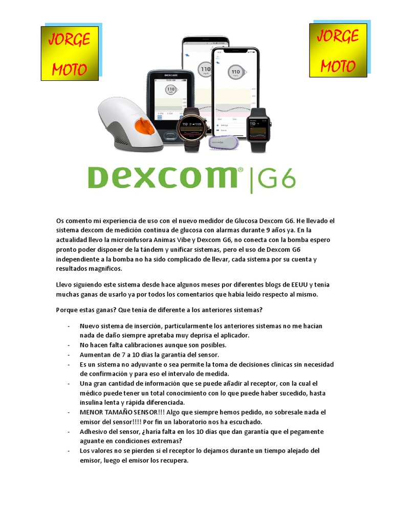 Review Nuevo Medidor Continuo de Glucosa Dexcom G6 Sin Calibraciones ...