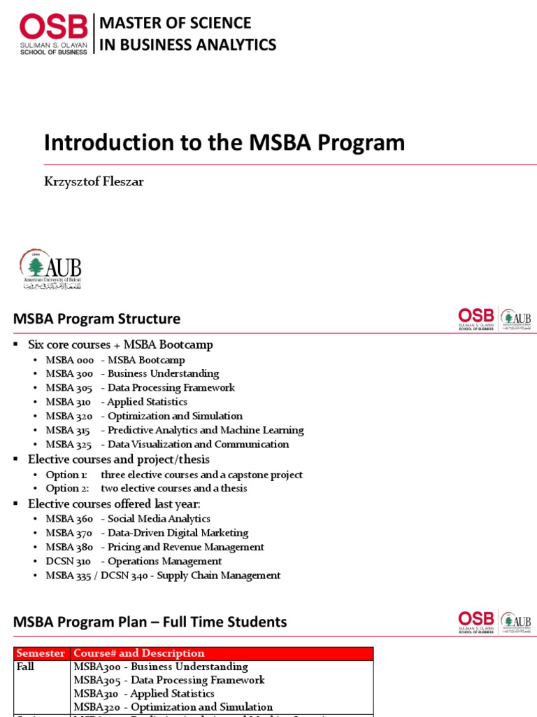 Msba Program Pdf Analytics Business