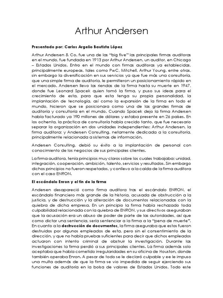 Arthur Andersen | PDF | Enron | Accenture