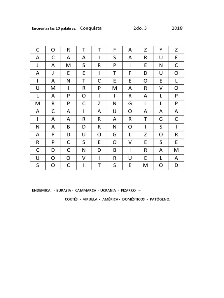 Actividad Sopa de Letras A Utilizar | PDF | Edad del descubrimiento ...