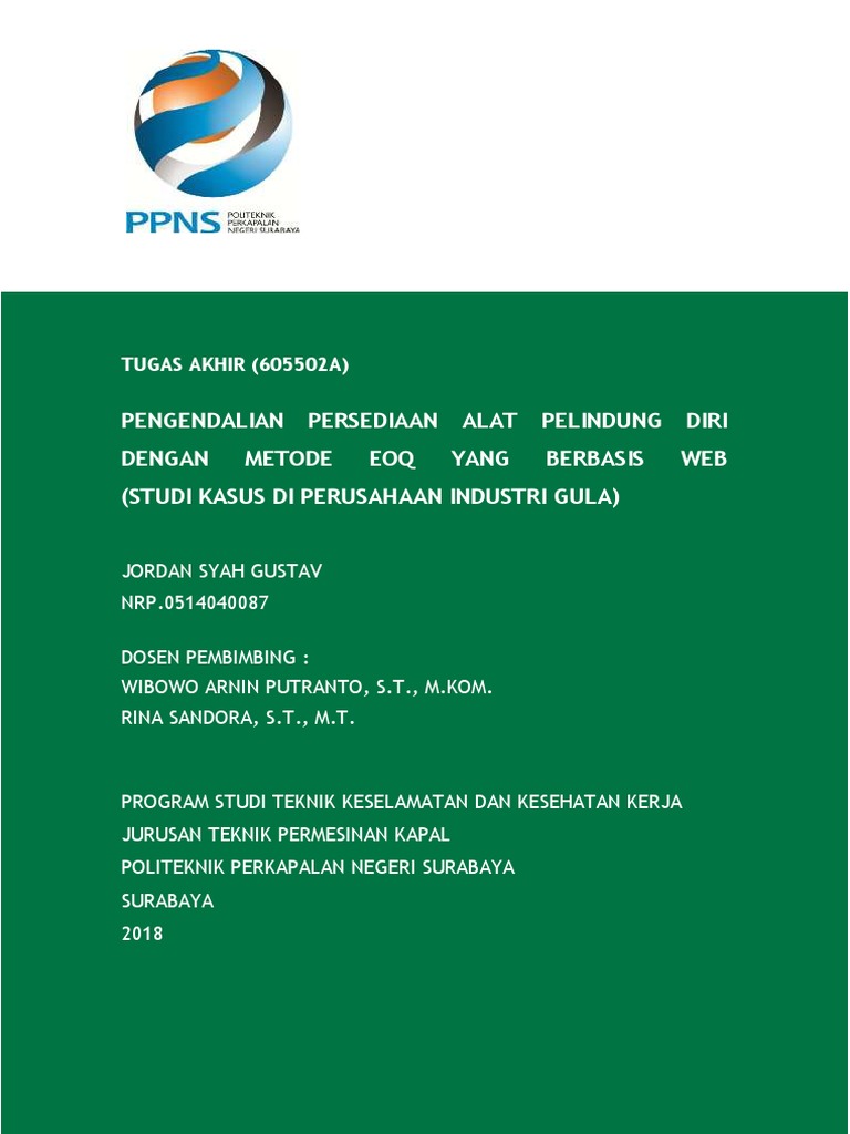 Tugas Akhir Pengendalian Persediaan Alat Pelindung Diri Dengan Metode Eoq Yang Berbasis Web | PDF