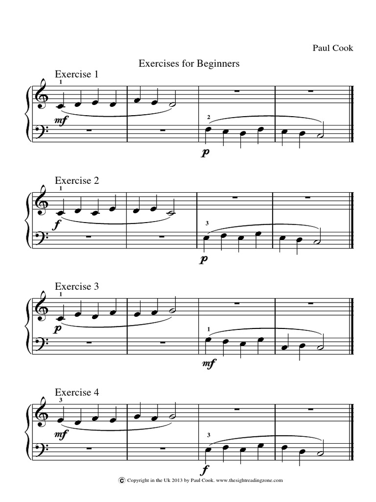 Piano Sight Reading Exercises For Beginners PDF | PDF | Leisure