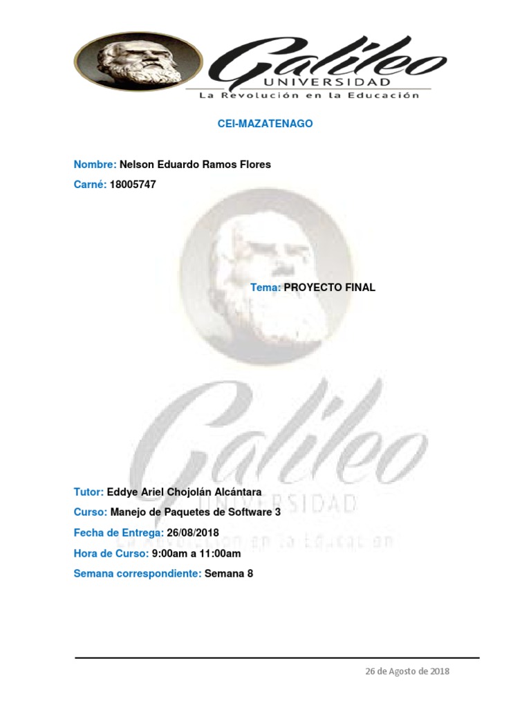 Caratula Proyecto Final Mps3 18005747 | PDF