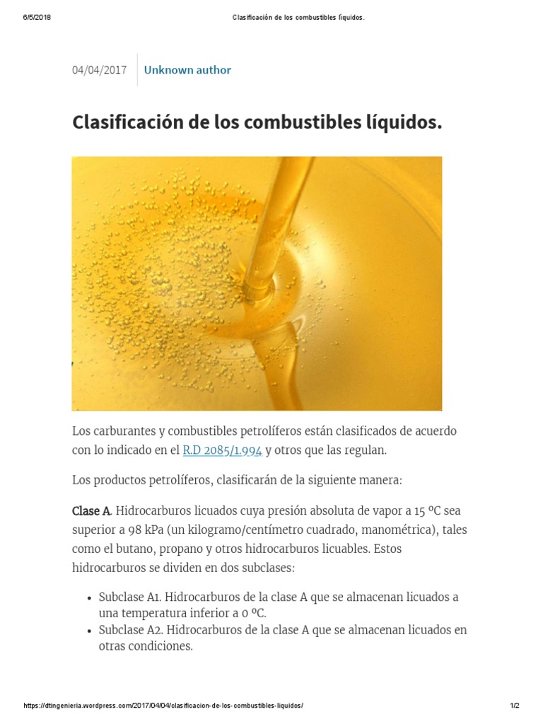 Clasificación de Los Combustibles Líquidos | PDF | Hidrocarburos ...