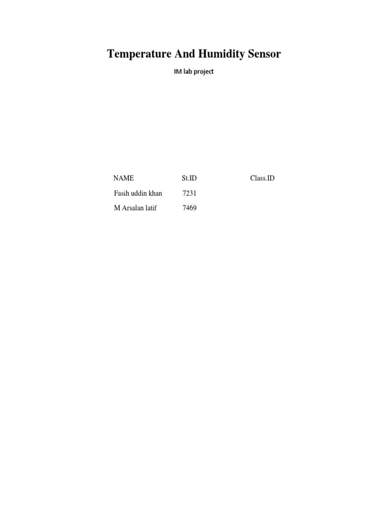 Temperature and Humidity Sensor: IM Lab Project | PDF | Sensor | Humidity