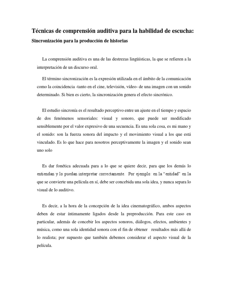 Técnicas de comprensión auditiva efectiva | PDF | Sonido | Ciencia ...