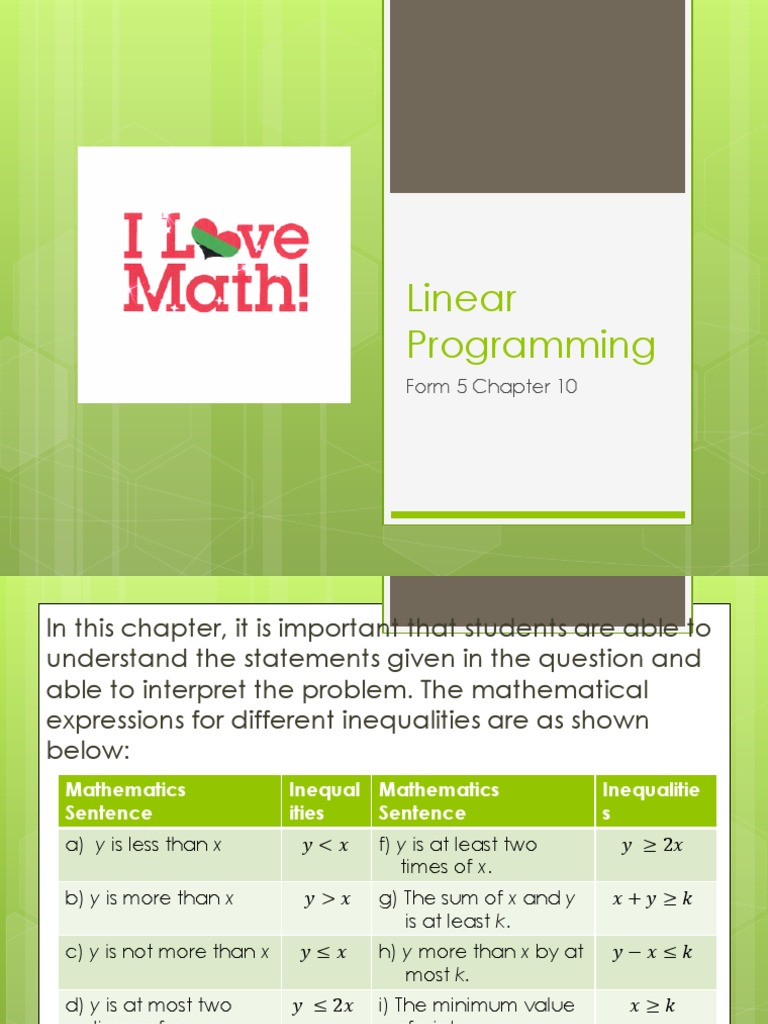 Linear Programming | PDF | Applied Mathematics | Mathematical Relations