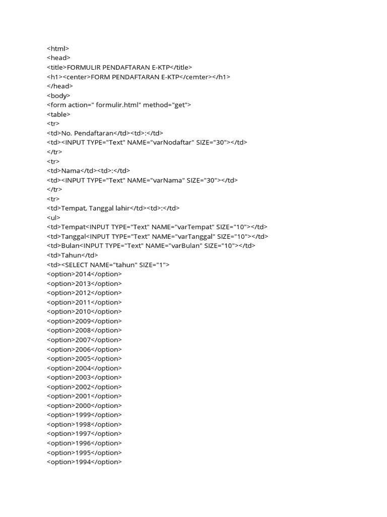 Kode Formulir E-Ktp