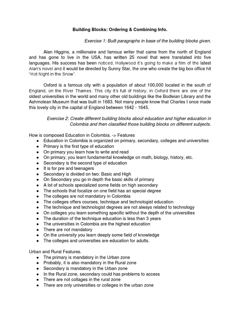 Writing Activity #2 - Buildin Blocks | PDF | College | University