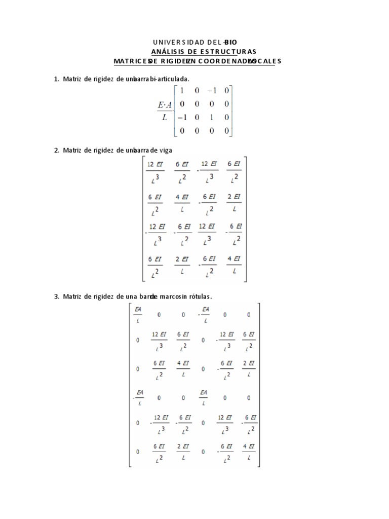 Matrices de Rigidez PDF | PDF