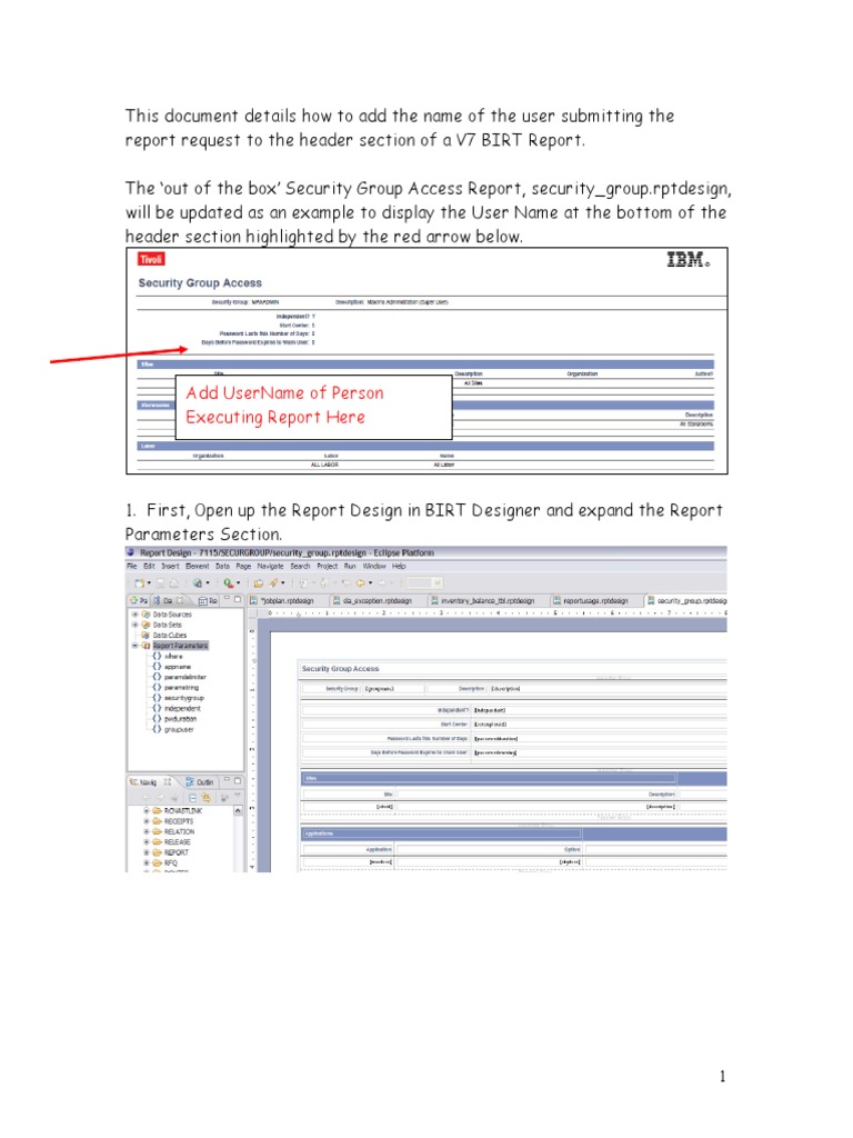 How To Add A Username To A V7 BIRT Report PDF | PDF | User (Computing ...