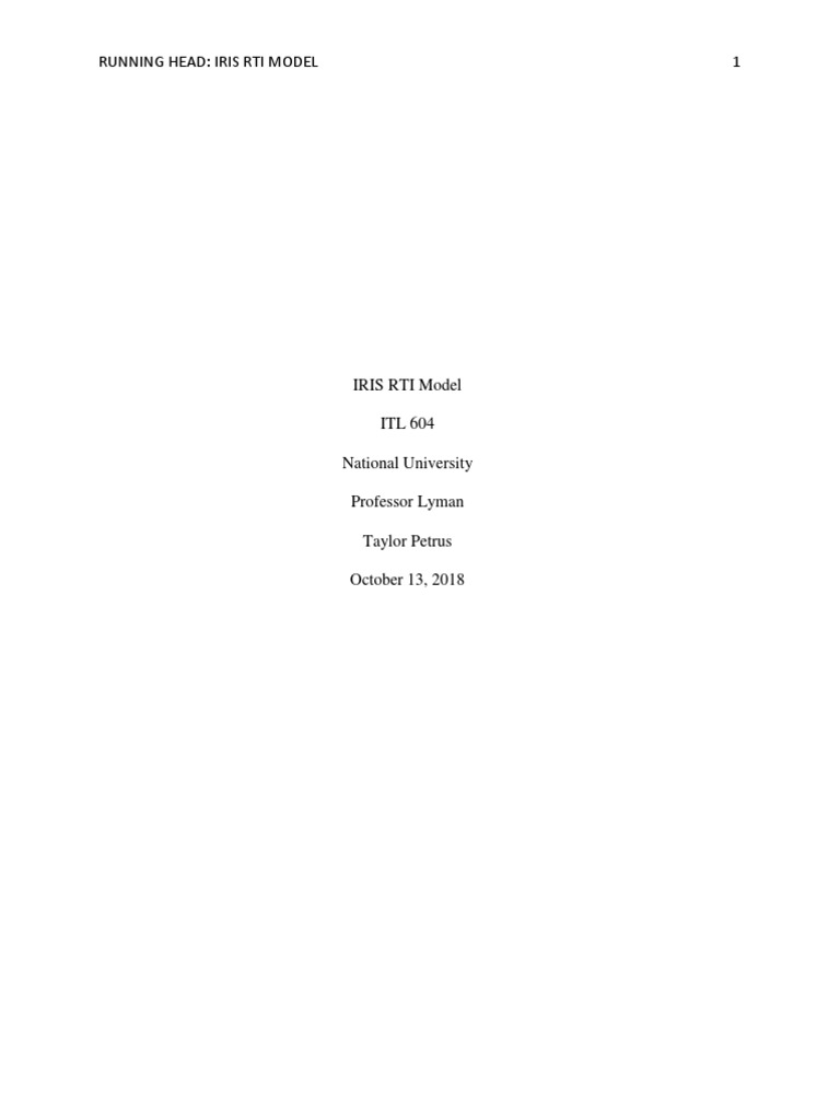 Running Head: Iris Rti Model 1 | PDF | Individualized Education Program ...