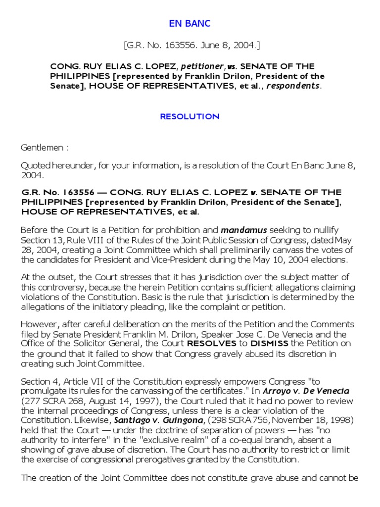Case Lopez V Sen | PDF | United States House Of Representatives ...