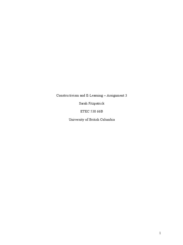 Sarah Fitzpatrick - Assignment 3 | PDF | Constructivism (Philosophy Of ...