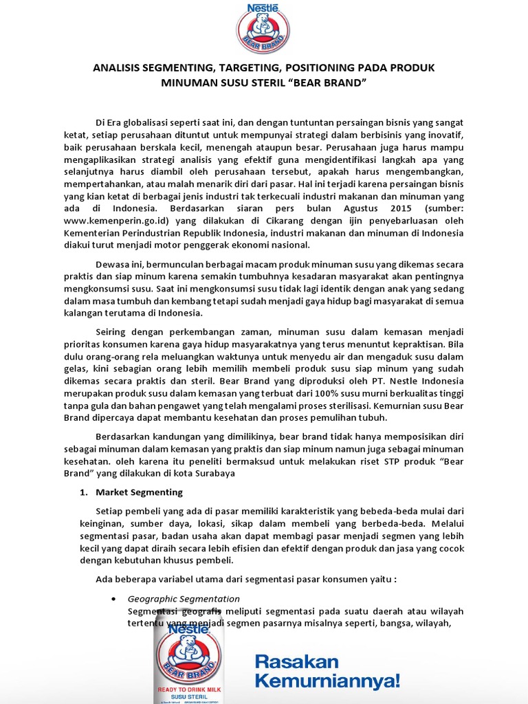 Analisis STP Produk Bear Brand | PDF