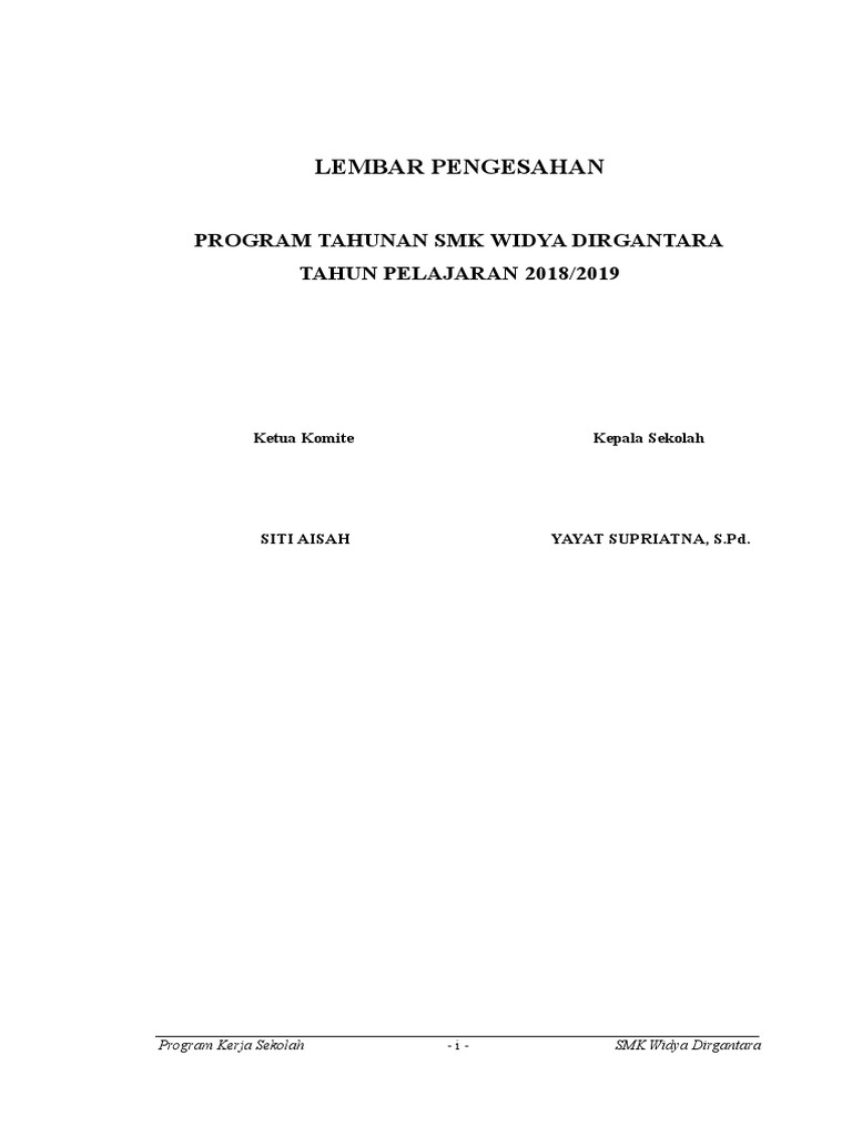 Lembar Pengesahan Program Tahunan | PDF