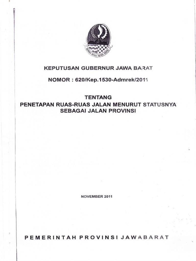 SK Gub Status Jalan Provinsi Jawa Barat | PDF
